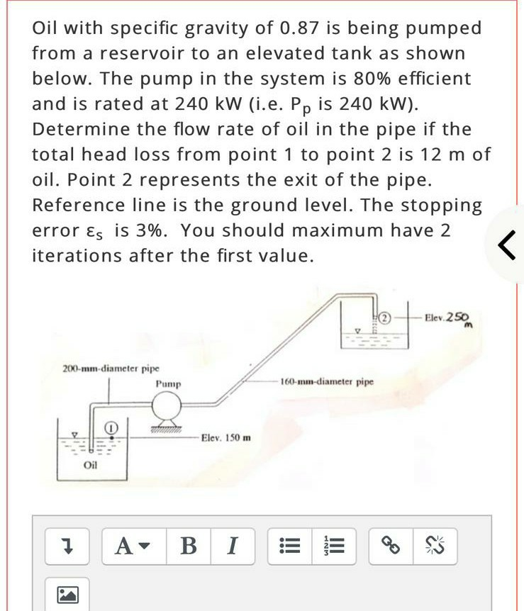 Solved Oil with specific gravity of 0.87 is being pumped | Chegg.com