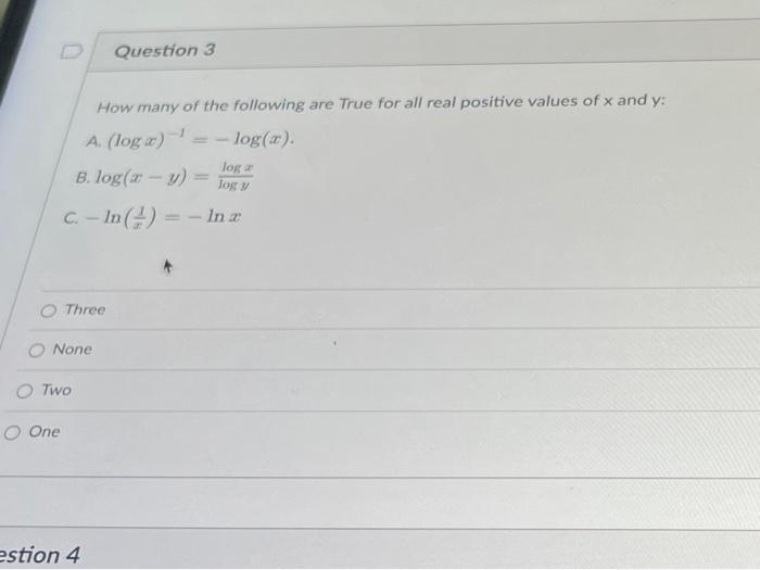 Solved How many of the following are True for all real | Chegg.com