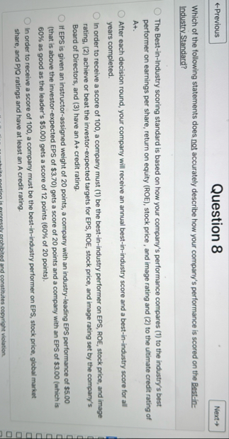Solved Question 8Which of the following statements does not | Chegg.com