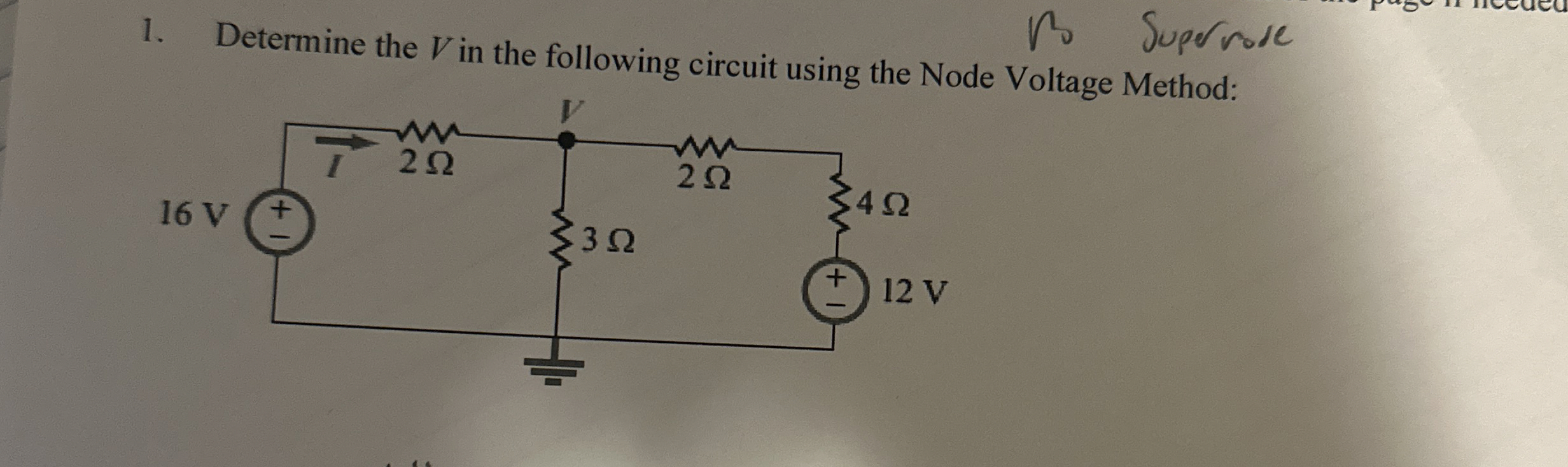 Solved Determine the V ﻿in the following circuit using the | Chegg.com
