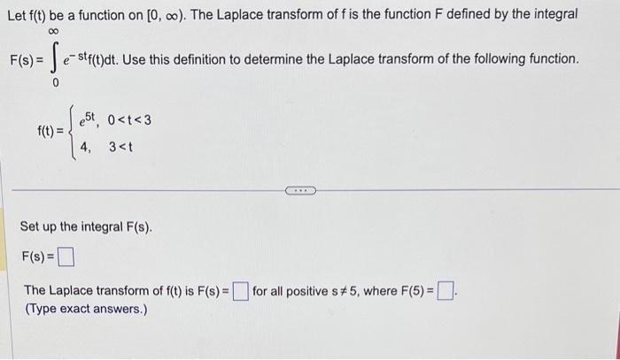 Solved Let f(t) be a function on [0,∞). The Laplace | Chegg.com