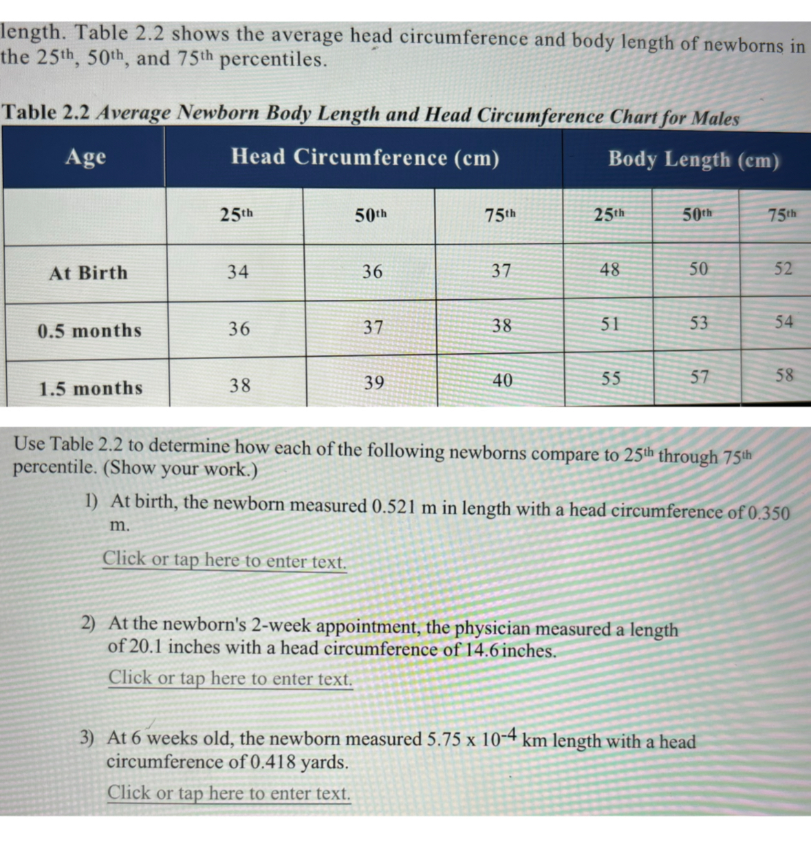 Solved length. Table 2.2 ﻿shows the average head | Chegg.com