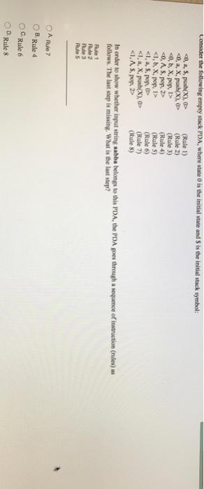 Solved Consider the following empty stack PDA, where state | Chegg.com
