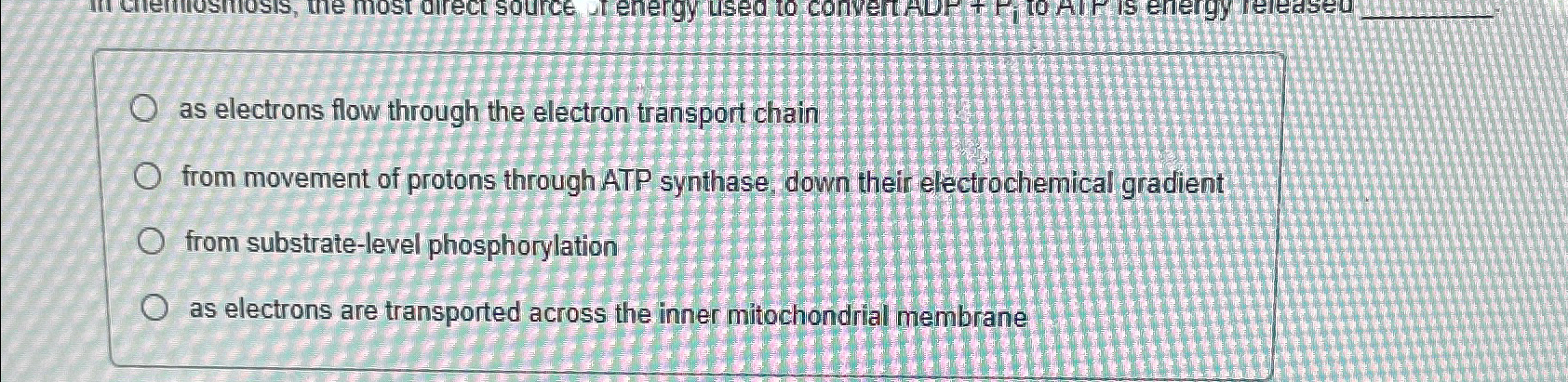 Solved as electrons flow through the electron transport | Chegg.com