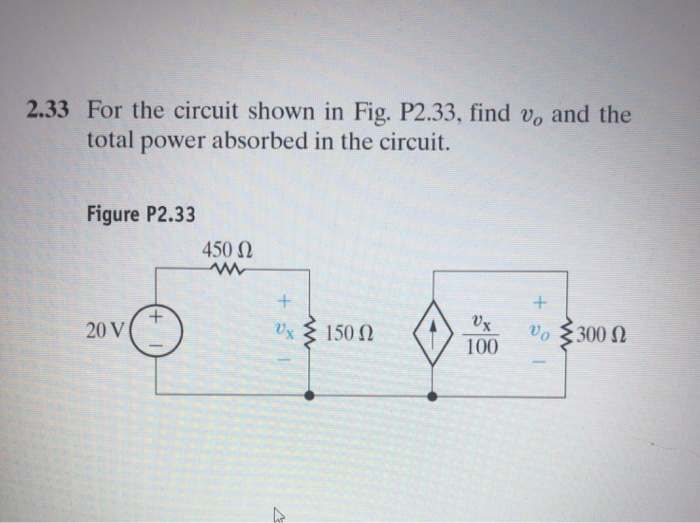 Solved 2.33 For the circuit shown in Fig. P2.33, find v, and | Chegg.com