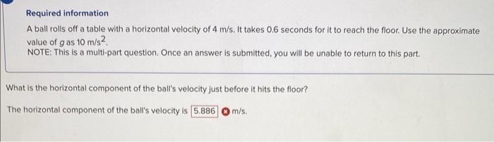Solved Required information A ball rolls off a table with a | Chegg.com