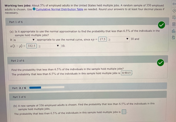 Solved Working two jobs: About 5% of employed adults in the | Chegg.com