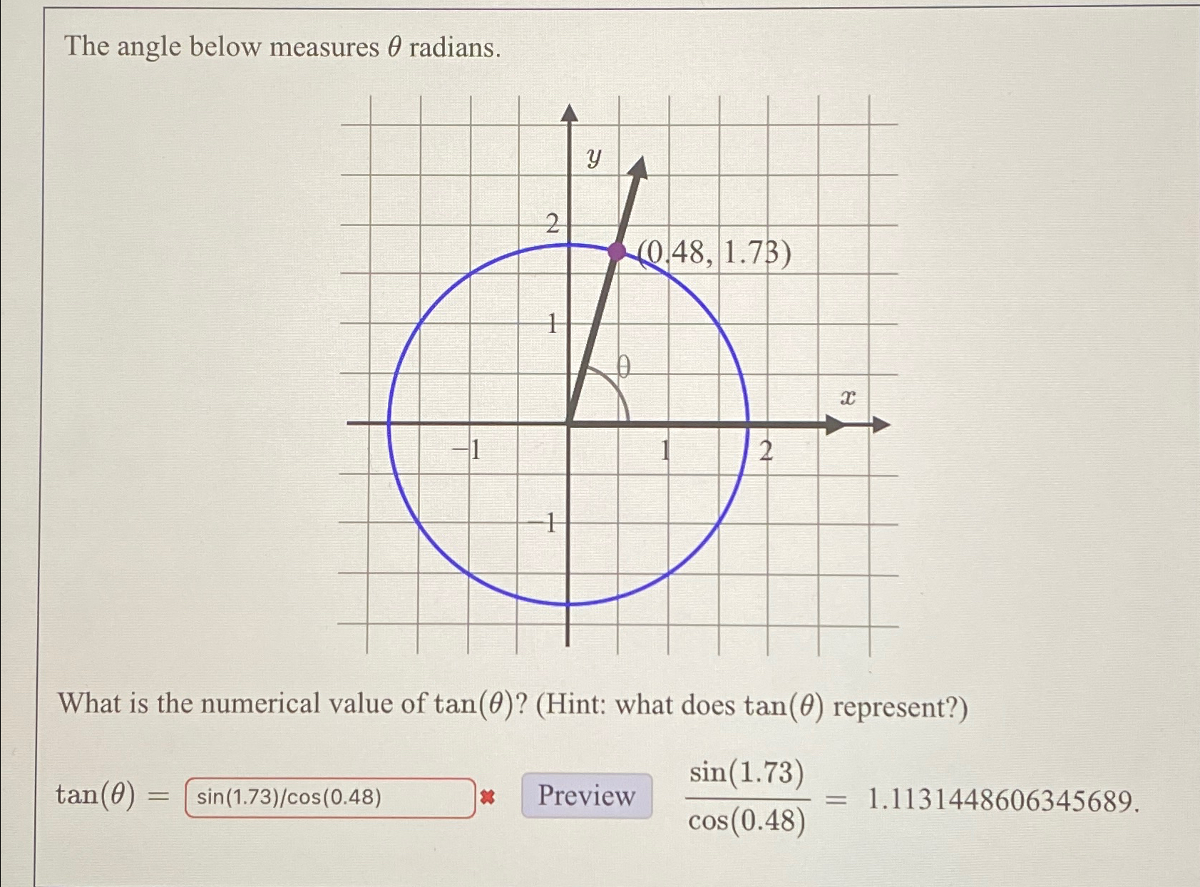 Solved The angle below measures θ ﻿radians.What is the | Chegg.com