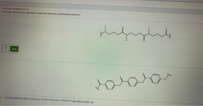 Solved Practice Problem 27.31 Draw the monomer(s) required | Chegg.com