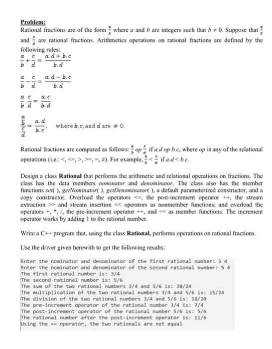 Solved Problem: Rational fractions are of the form where a | Chegg.com