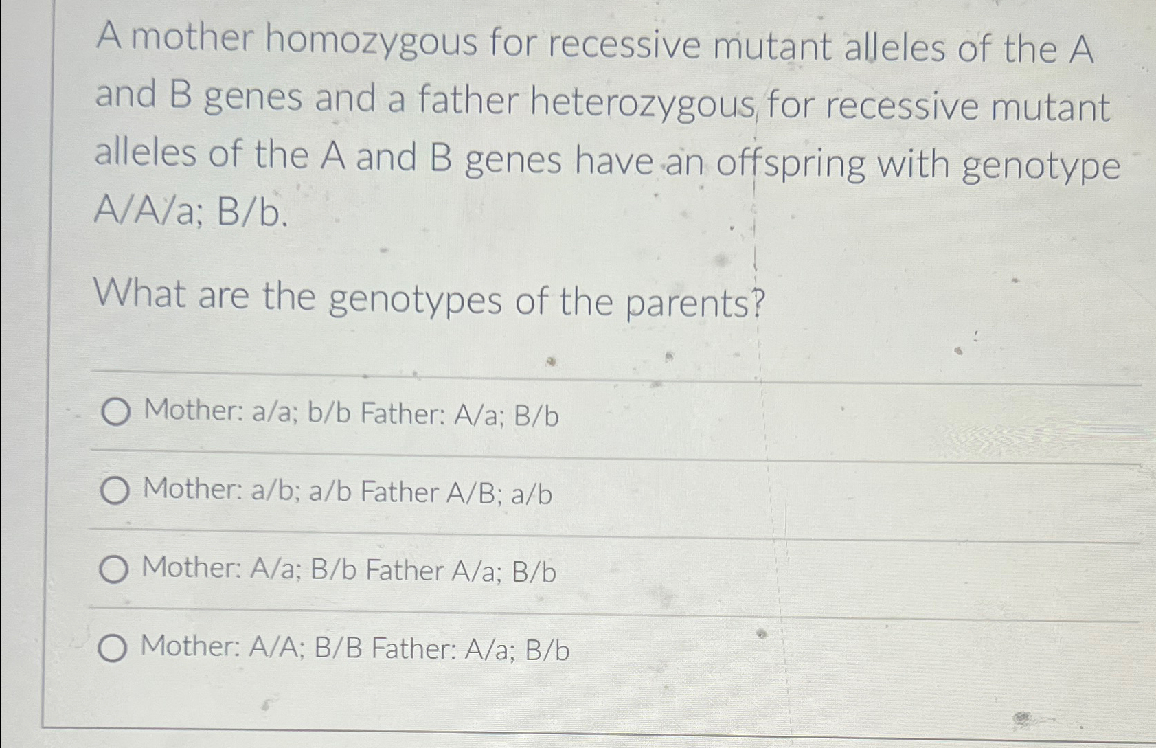 Solved A mother homozygous for recessive mutant alleles of | Chegg.com