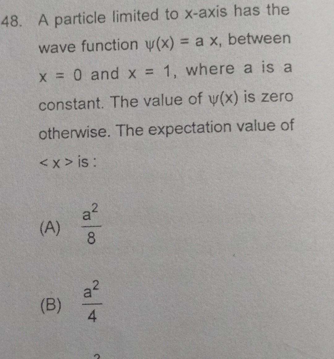 Solved 8. A particle limited to x-axis has the wave function | Chegg.com