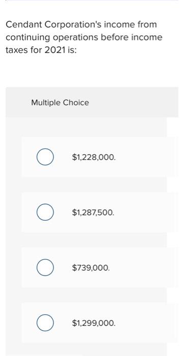 Solved Cendant Corporation's results for the year ended | Chegg.com