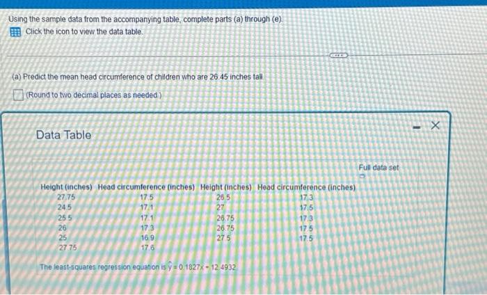Using the sample data from the accompanying table, | Chegg.com