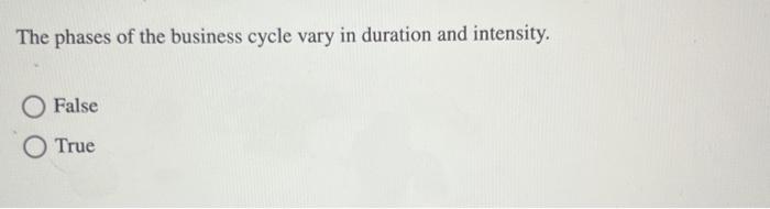 Solved The phases of the business cycle vary in duration and | Chegg.com