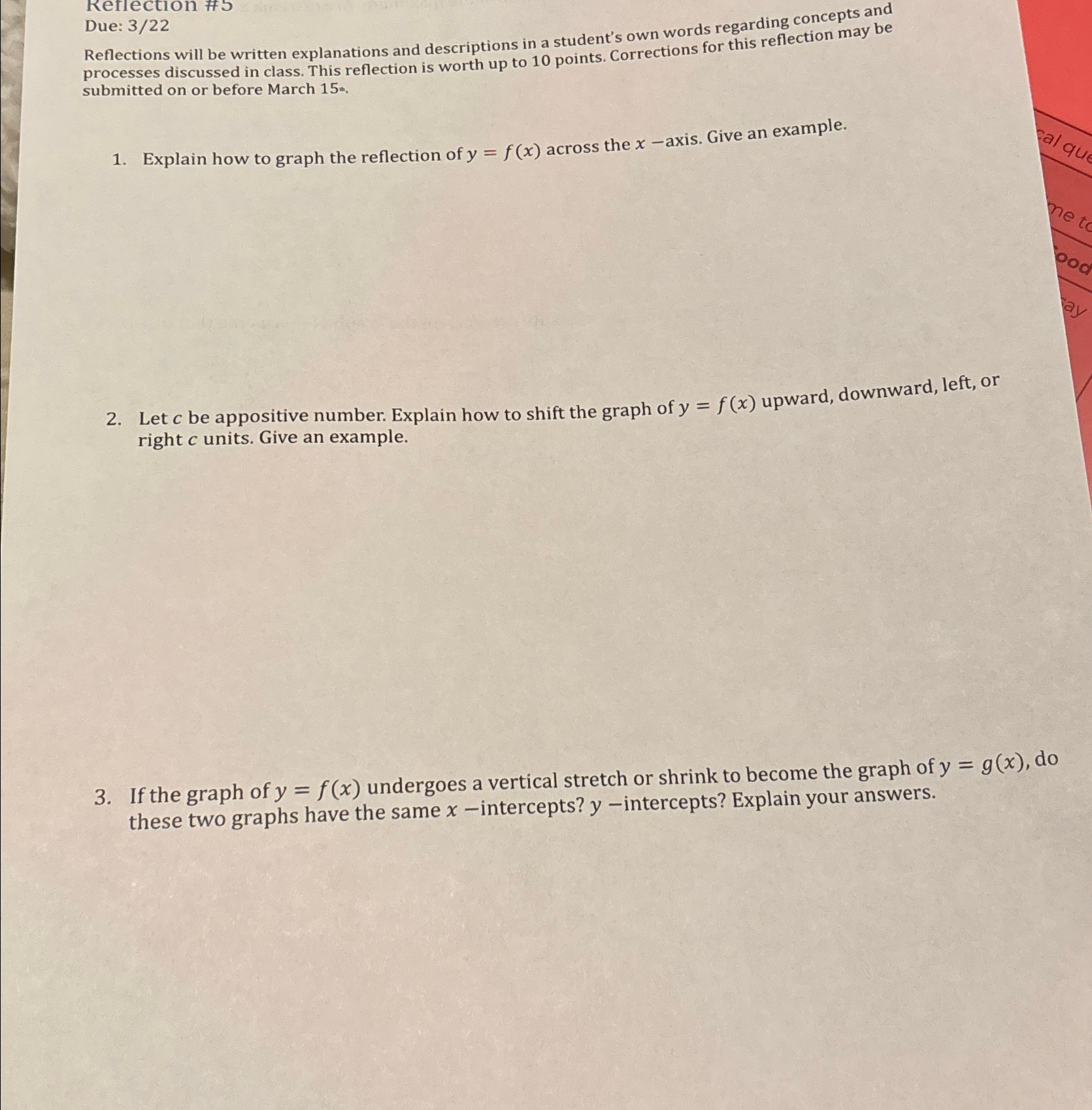 Solved Reflection #5Due: 322Reflections will be written | Chegg.com