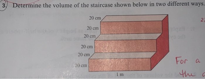 Solved Determine the volume of the staircase shown below in | Chegg.com