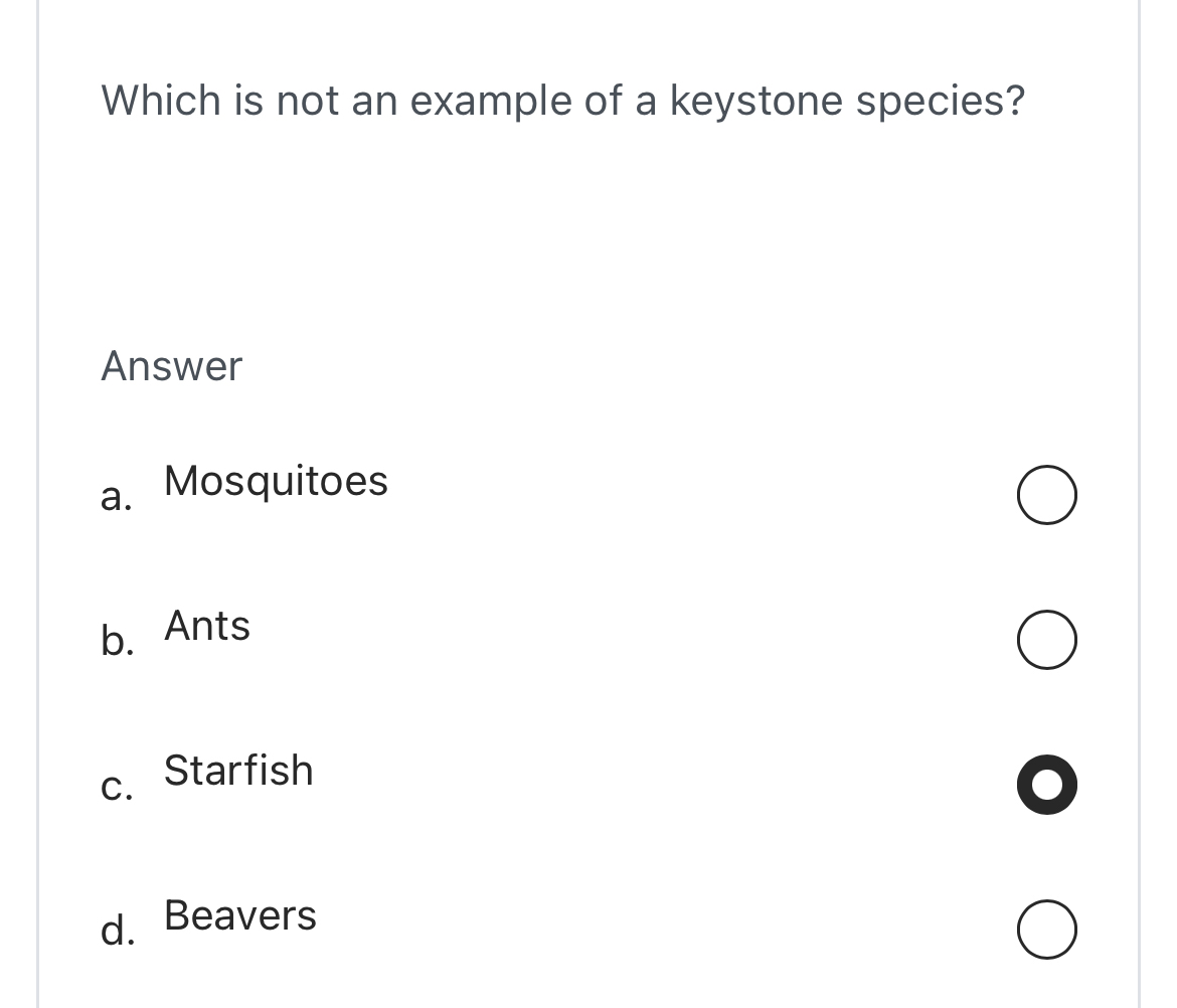Solved Which is not an example of a keystone | Chegg.com