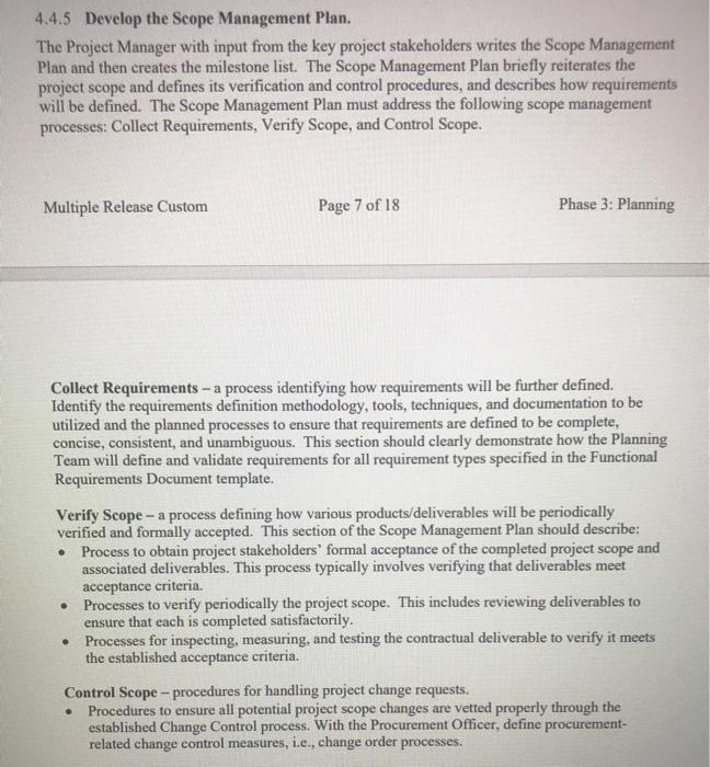 Solved write the scope management plan of the (virtual study | Chegg.com