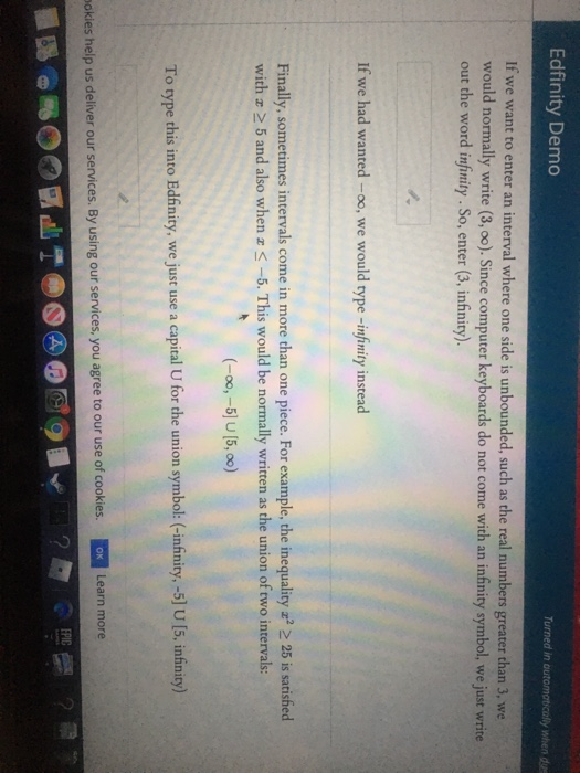 Solved Edfinity Demo Turned in automatically when due If we | Chegg.com