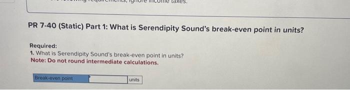 Solved Required information PR 7.40 (Static) Basic CVP | Chegg.com
