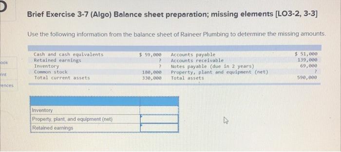 Solved Brief Exercise 3-7 (Algo) Balance sheet preparation; | Chegg.com Solved Brief Exercise 3-7 (Algo) Balance sheet preparation; | Chegg.com