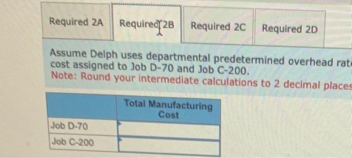 Solved Delph Company uses a job-order costing system with a | Chegg.com