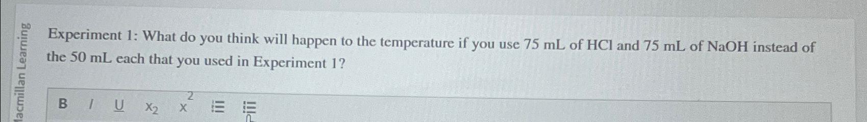 Solved Experiment 1: What do you think will happen to the | Chegg.com