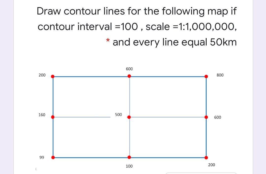 Solved Draw contour lines for the following map if contour | Chegg.com