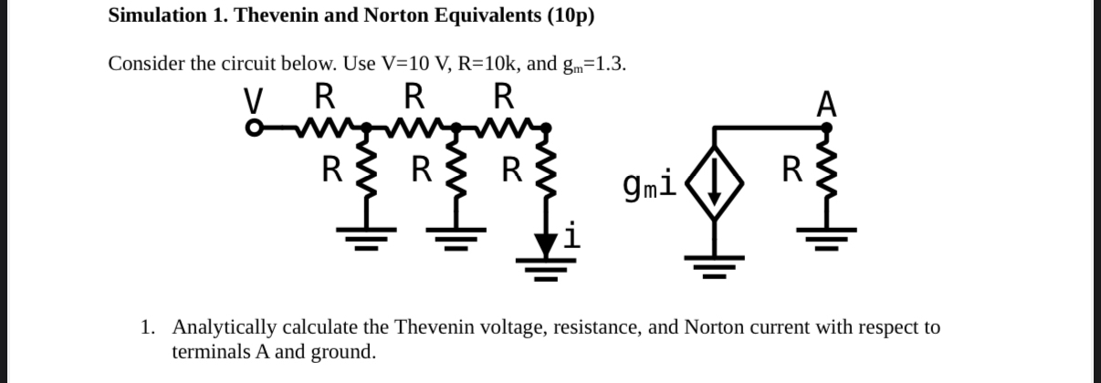 Solved Simulation 1. ﻿Thevenin and Norton Equivalents | Chegg.com