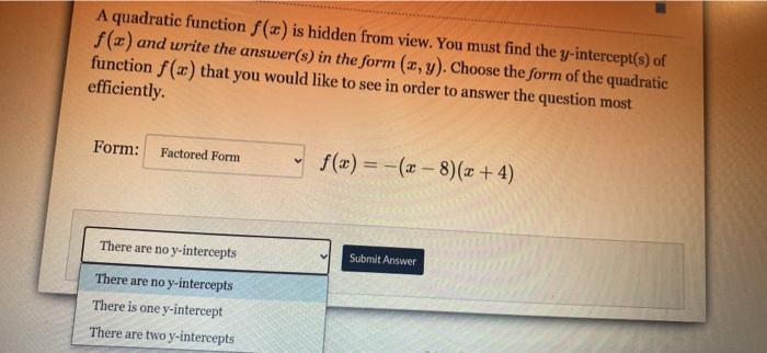 Solved A quadratic function f(x) is hidden from view. You | Chegg.com