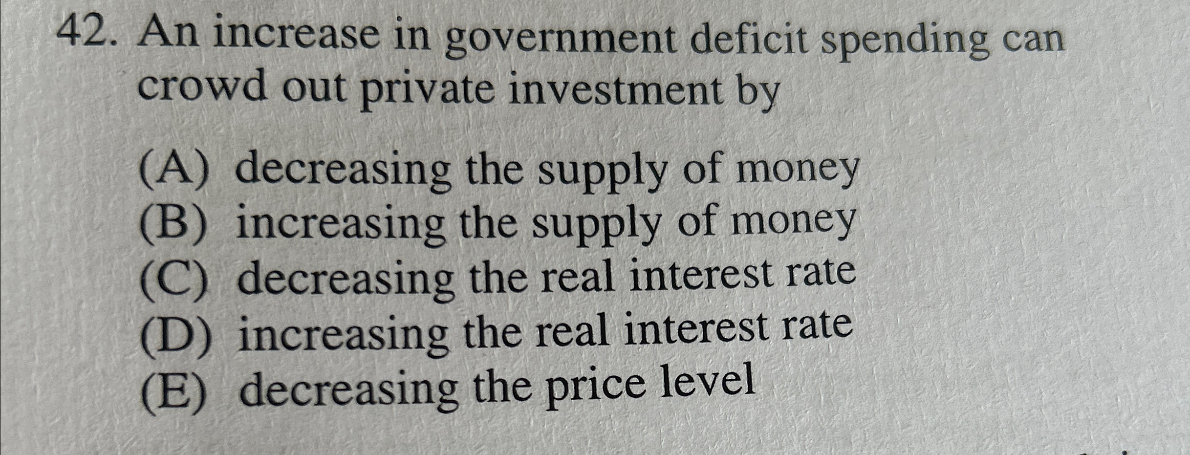 Solved An increase in government deficit spending can crowd | Chegg.com