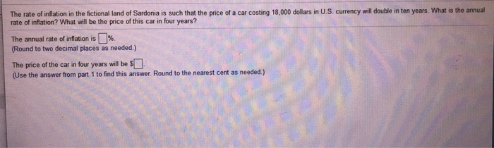 Solved The rate of inflation in the fictional land of | Chegg.com