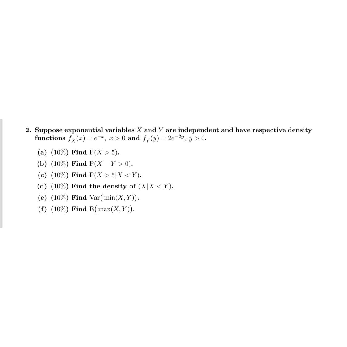 Solved Suppose exponential variables x ﻿and Y ﻿are | Chegg.com