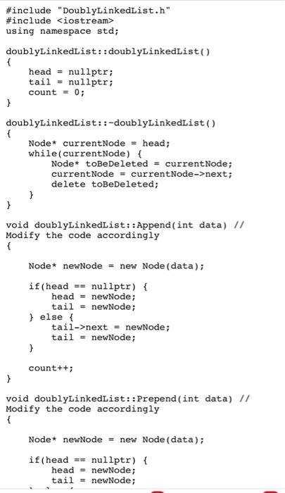 Solved #include "DoublyLinkedList.h" #include using | Chegg.com