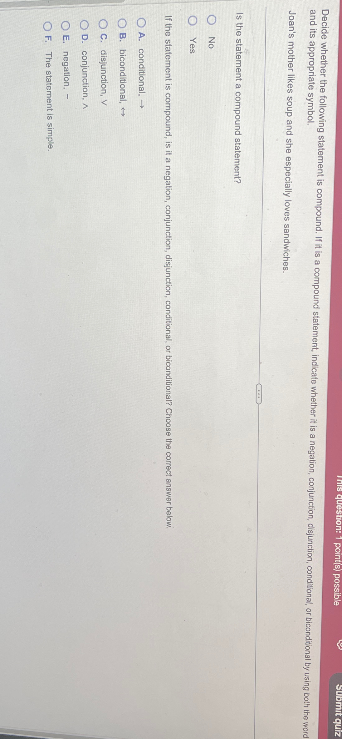 Solved Decide whether the following statement is compound. | Chegg.com