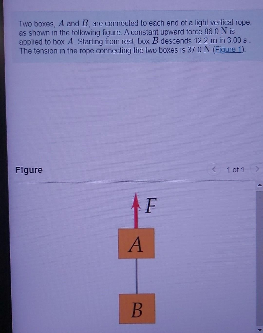 Solved Two boxes, A and B, are connected to each end of a | Chegg.com