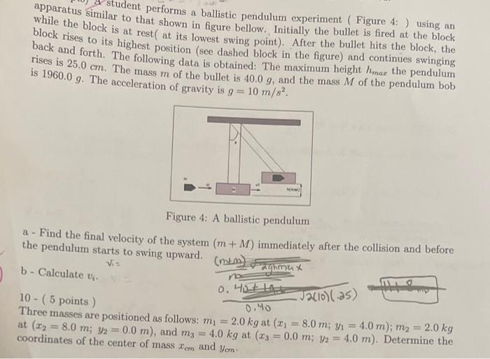 Solved apparatus similarent performs a ballistic pendulum | Chegg.com