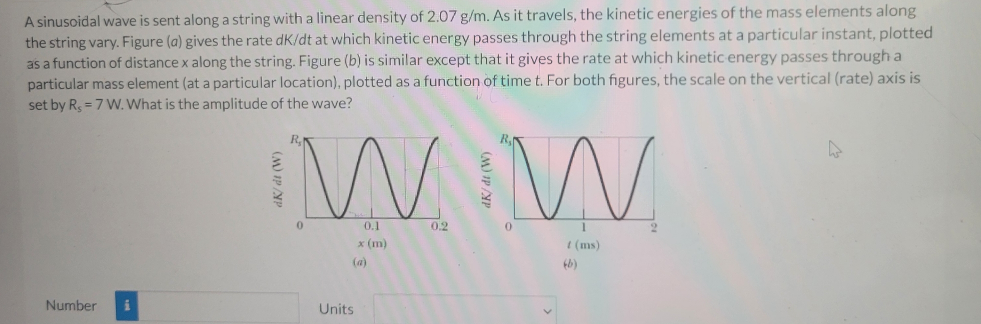 Solved A sinusoidal wave is sent along a string with a | Chegg.com