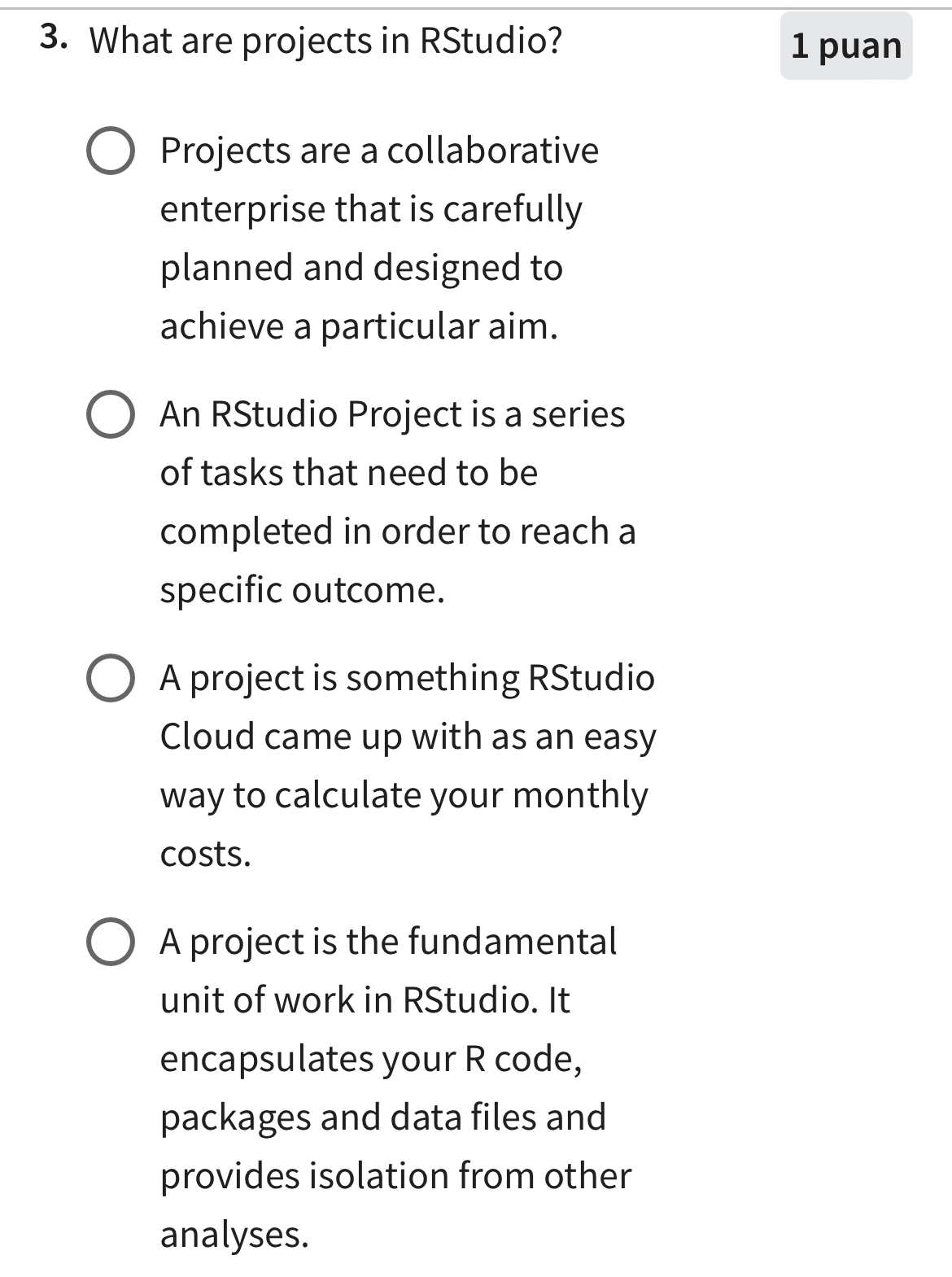 Solved What are projects in RStudio?1 ﻿puanProjects are a | Chegg.com