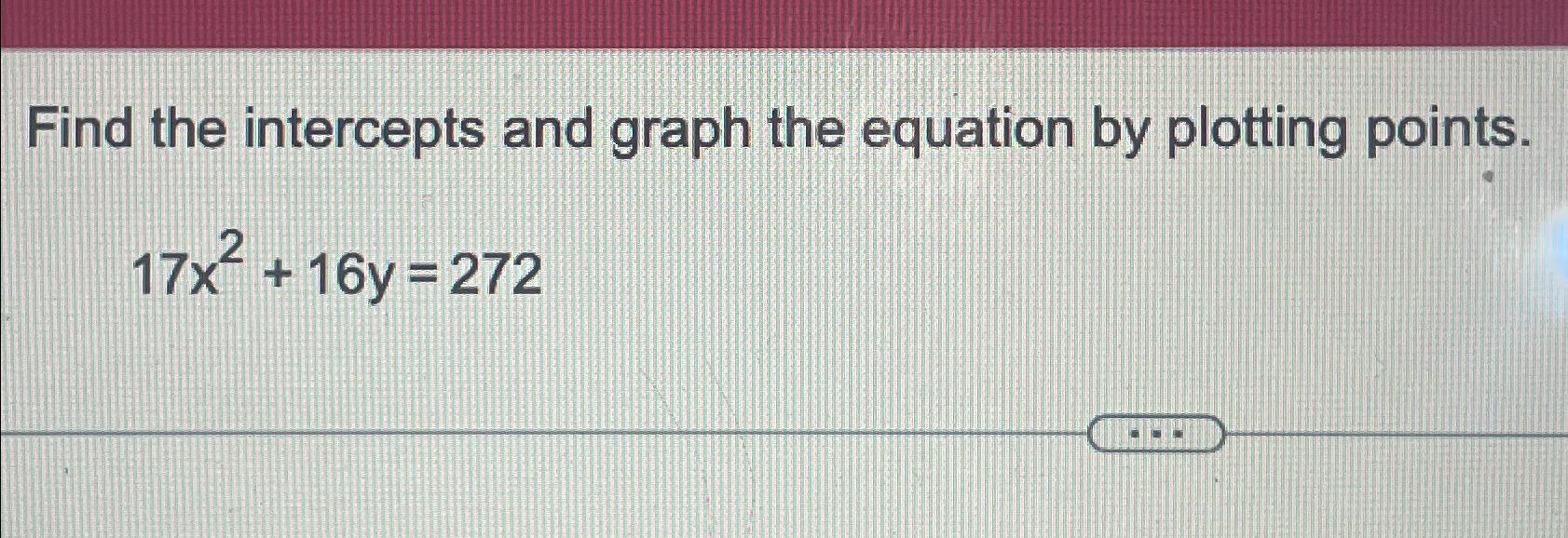 Solved Find the intercepts and graph the equation by | Chegg.com