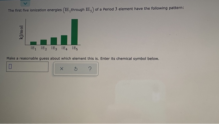 Solved The first five ionization energies (IE, through IE) | Chegg.com