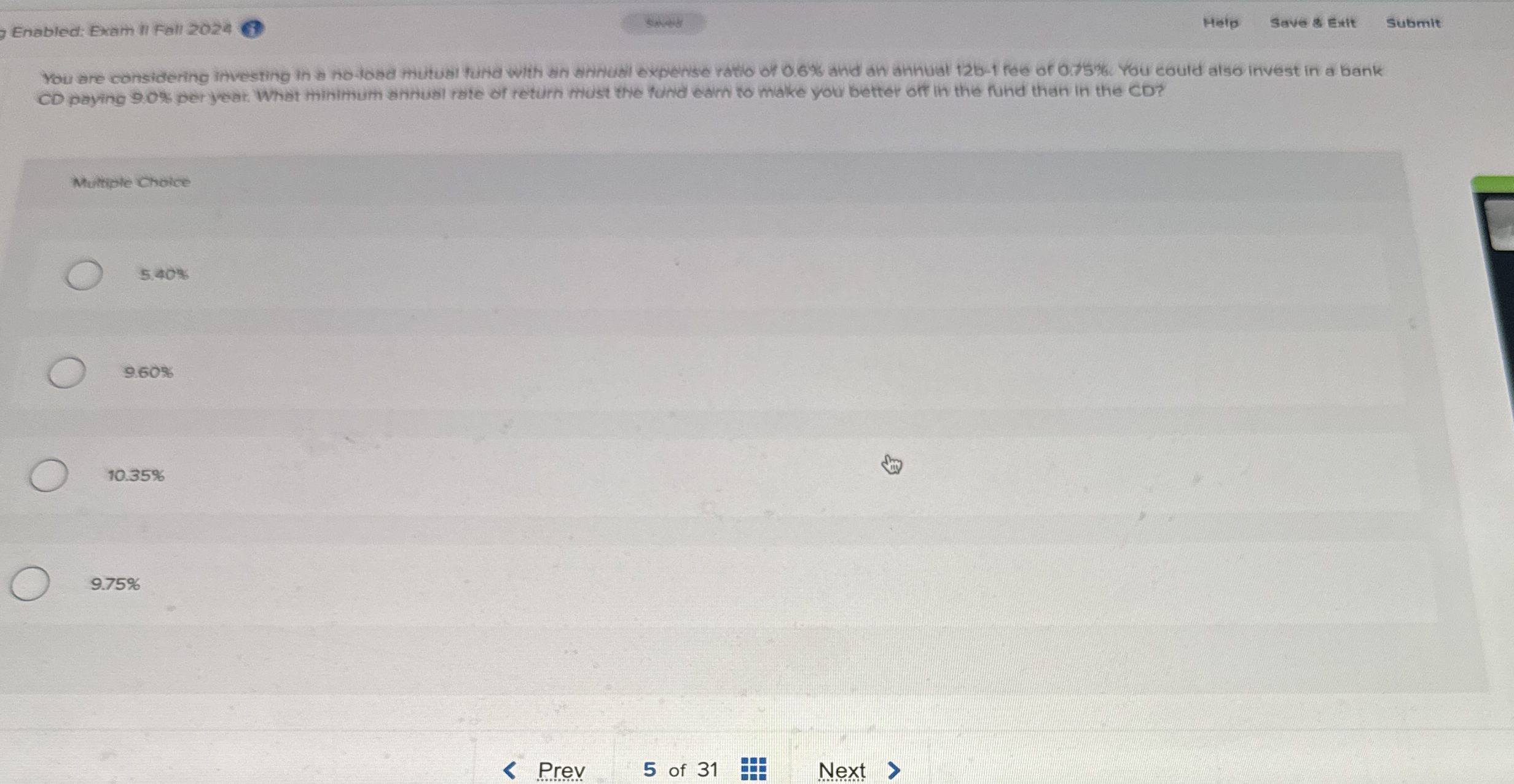 Solved Enabled: Exam if Fall 2024HelpSave & ExitSubmitCD | Chegg.com