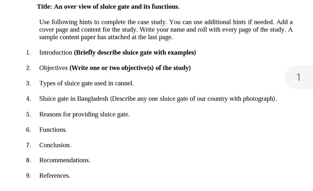 Solved Title: An over view of sluice gate and its functions. | Chegg.com