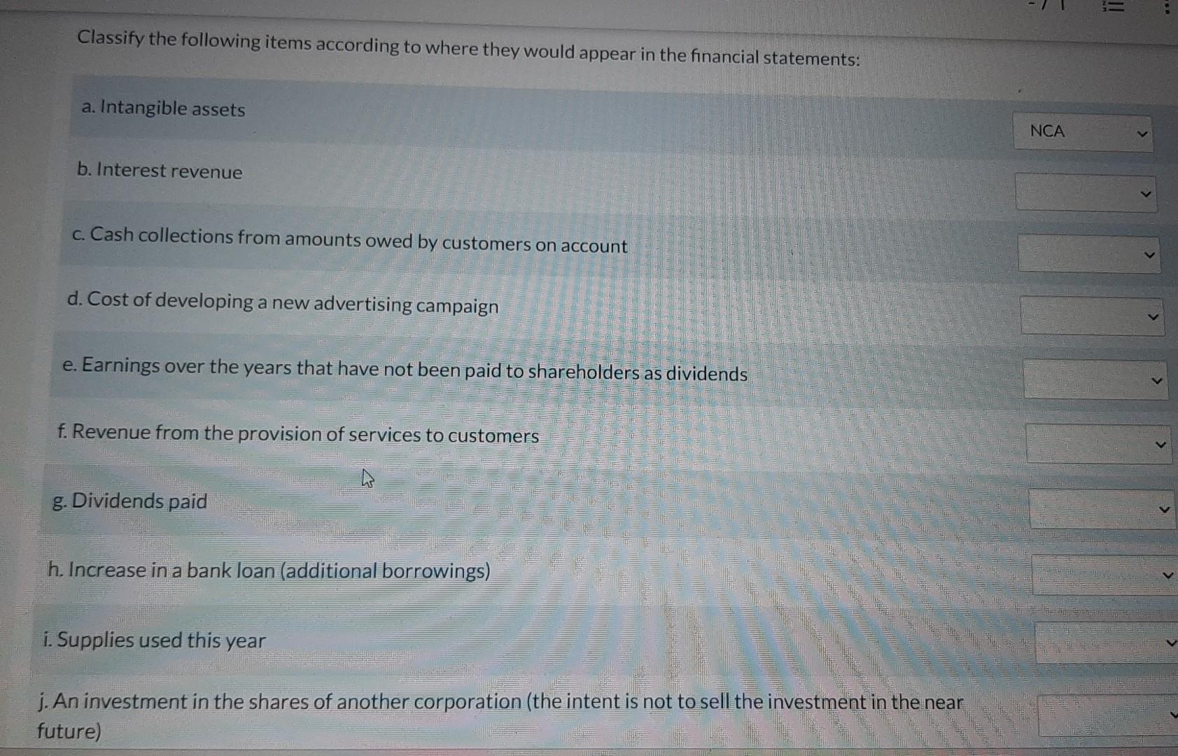 Solved Classify the following items according to where they | Chegg.com