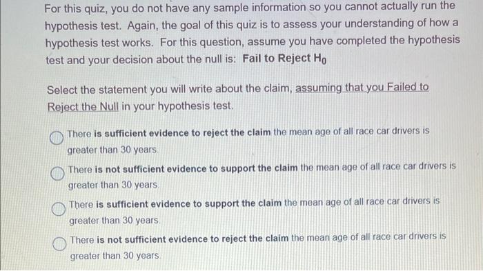 Solved test and you will not be performing any computations | Chegg.com