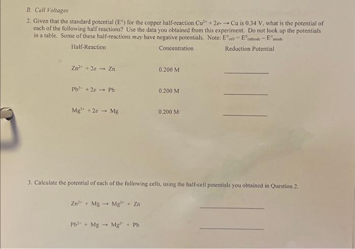 Solved 2. Given that the standard potential (E∘) for the | Chegg.com