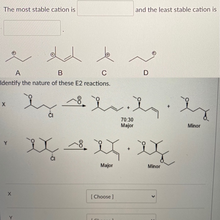 Solved The most stable cation is and the least stable cation | Chegg.com