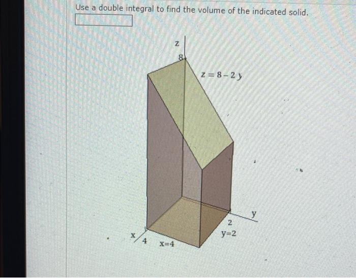 Solved Use a double integral to find the volume of the | Chegg.com