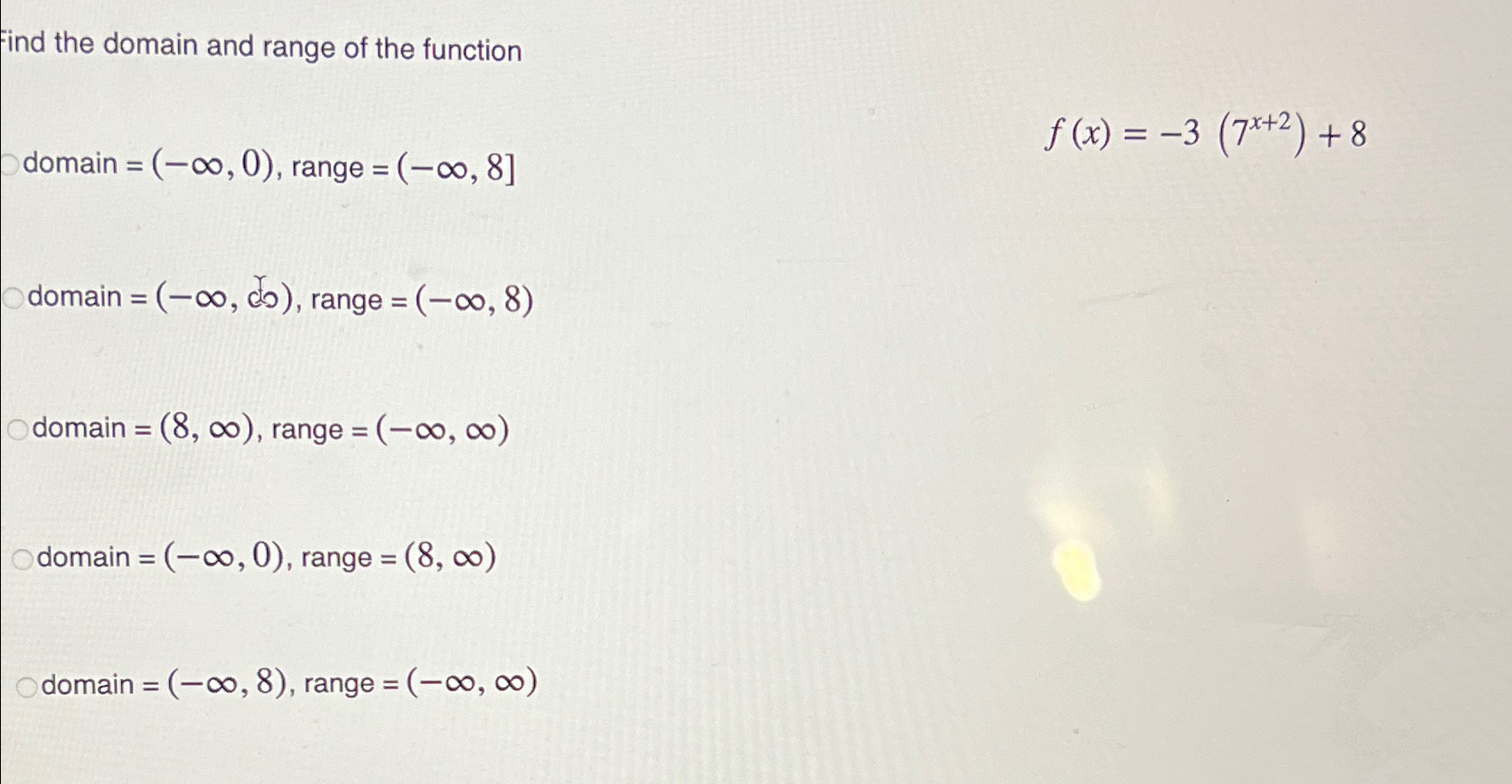 Solved Find the domain and range of the functiondomain | Chegg.com